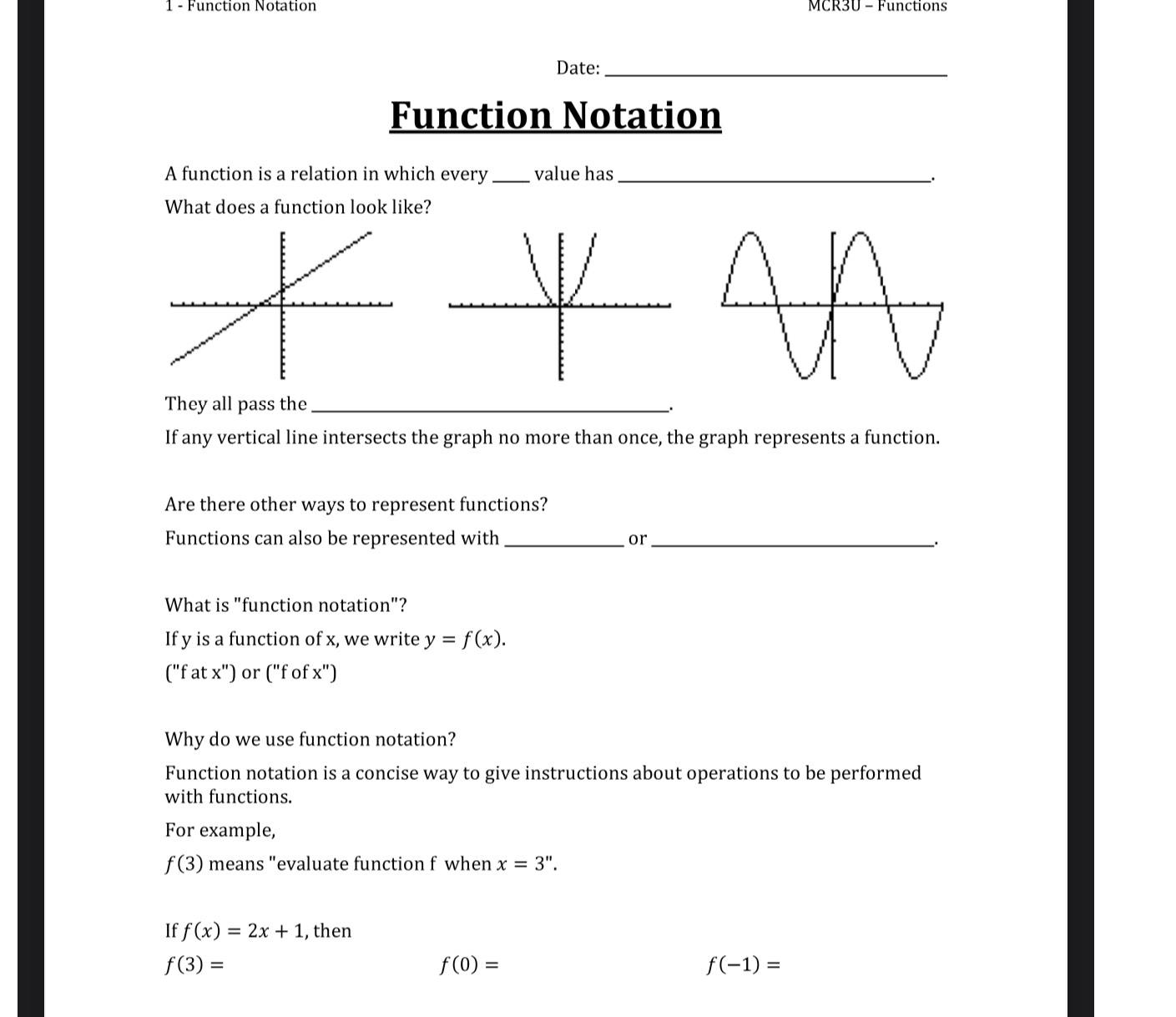 Solved 1 - Function NotationMCR3U-FunctionsDatıFunction | Chegg.com Solved 1 - Function NotationMCR3U-FunctionsDatıFunction | Chegg.com
