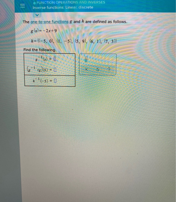 Solved FUNCTION OPERATIONS AND INVERSES Inverse functions: | Chegg.com