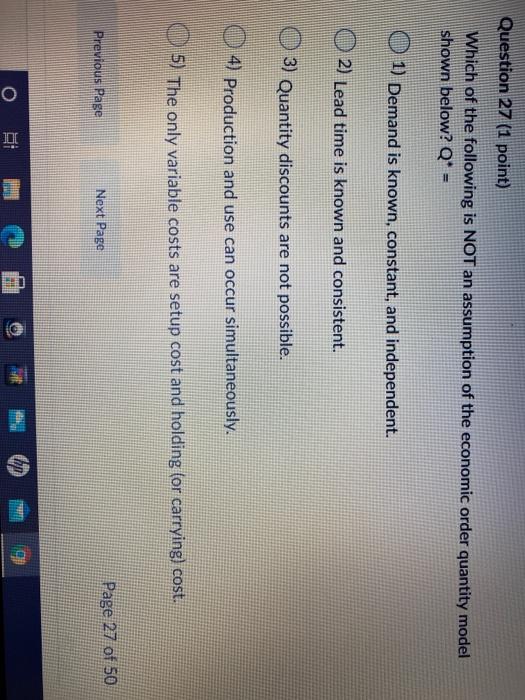 Solved Question 27 (1 point) Which of the following is NOT | Chegg.com