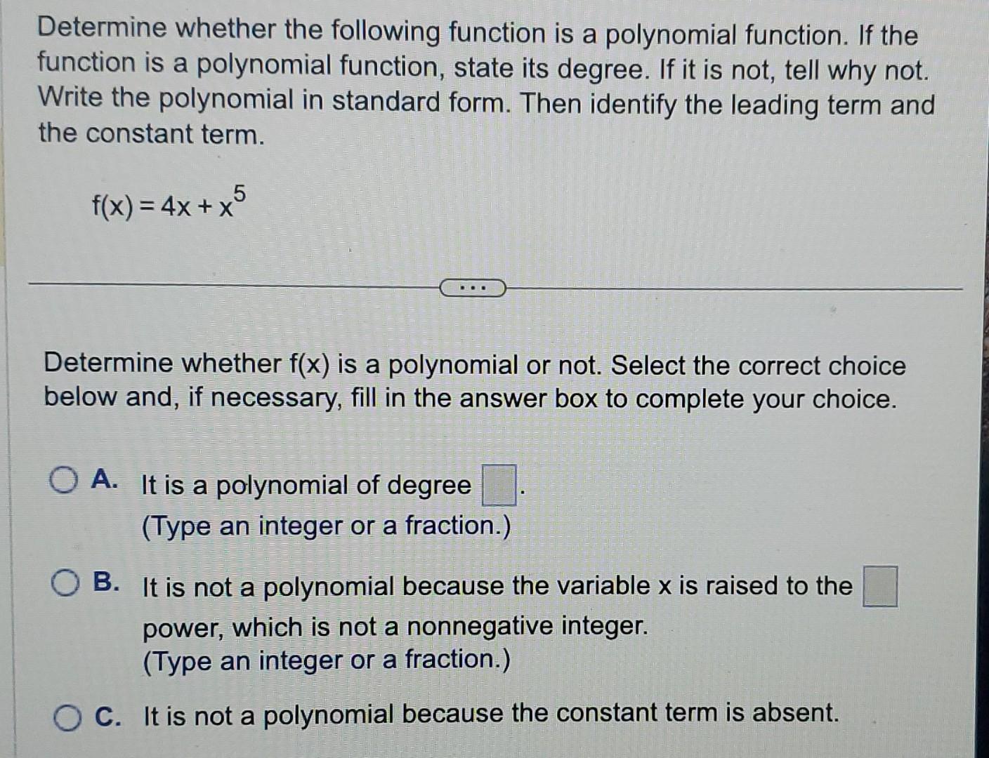 Solved Determine whether the following function is a | Chegg.com