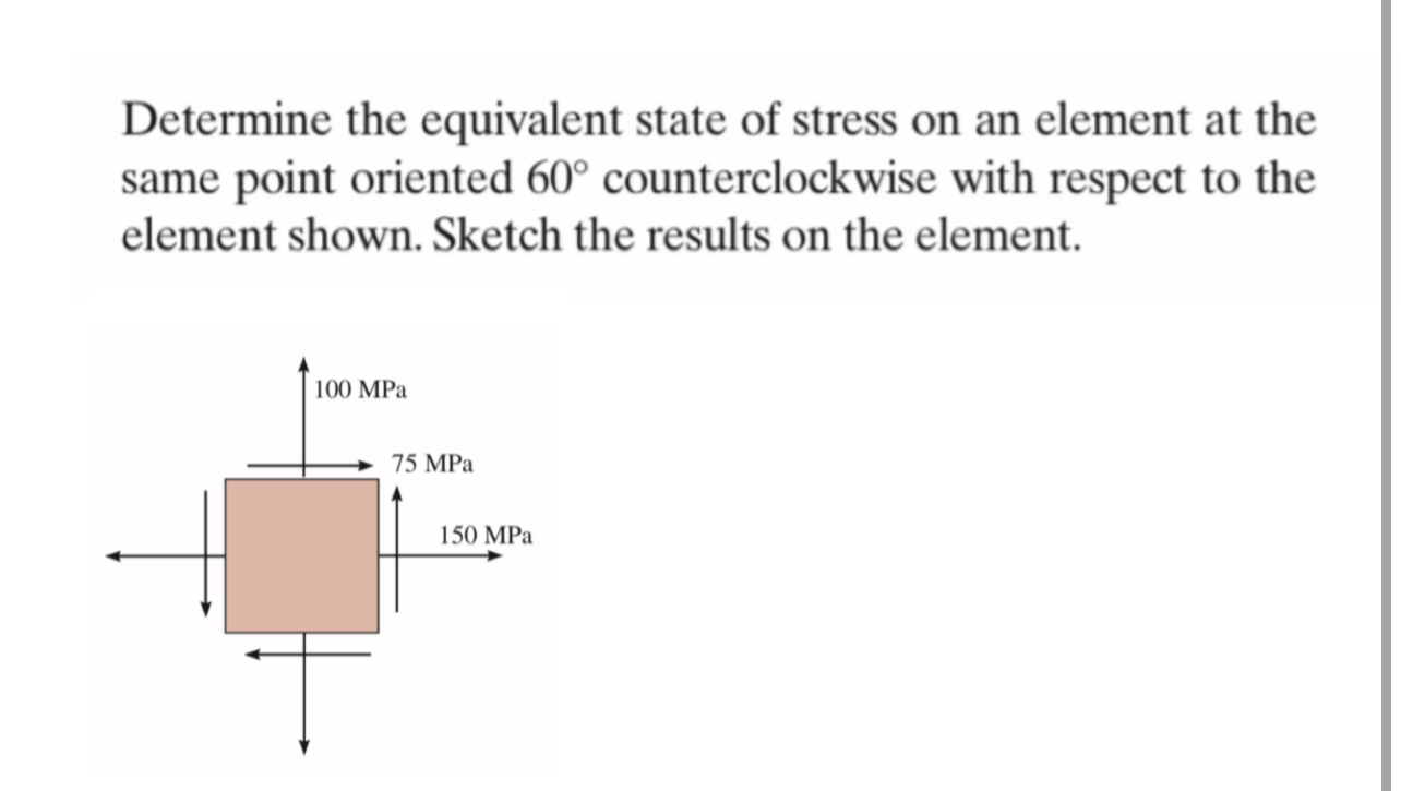 Solved Determine the equivalent state of stress on an | Chegg.com