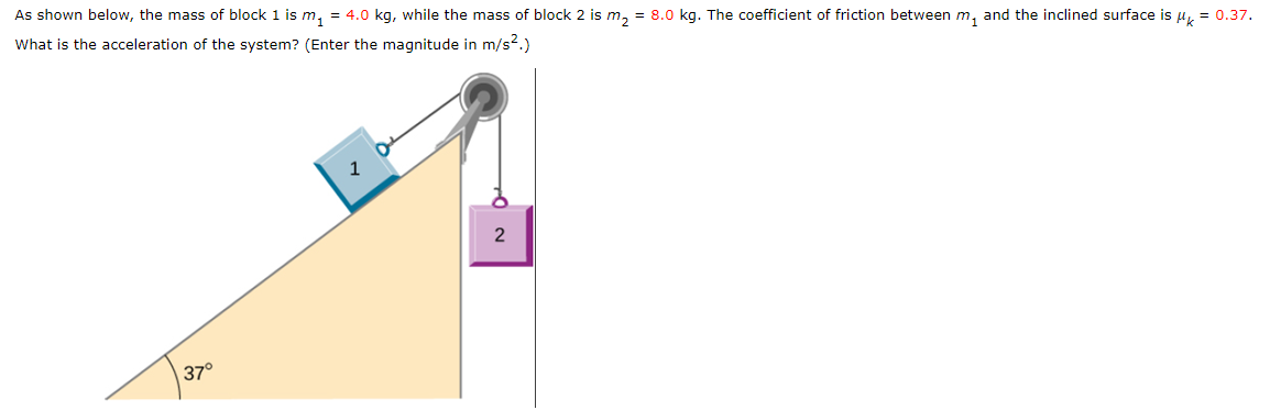 Solved As shown below, the mass of block 1 ﻿is m1=4.0kg, | Chegg.com