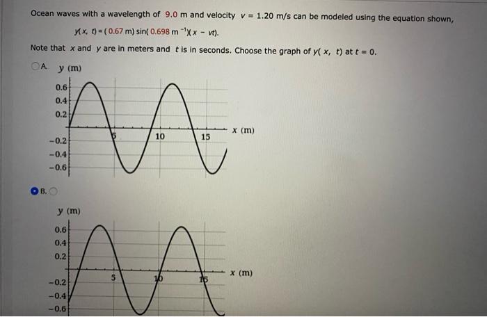 Solved Ocean waves with a wavelength of 9.0 m and velocity v | Chegg.com