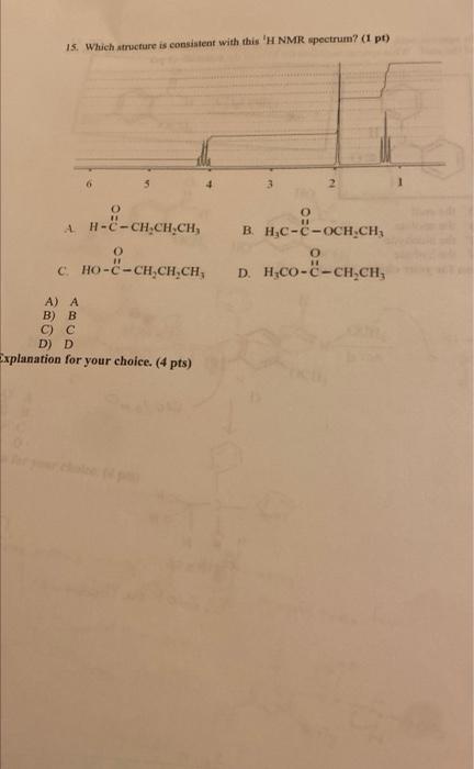 Solved 15. Which structure is consistent with this 'H NMR | Chegg.com