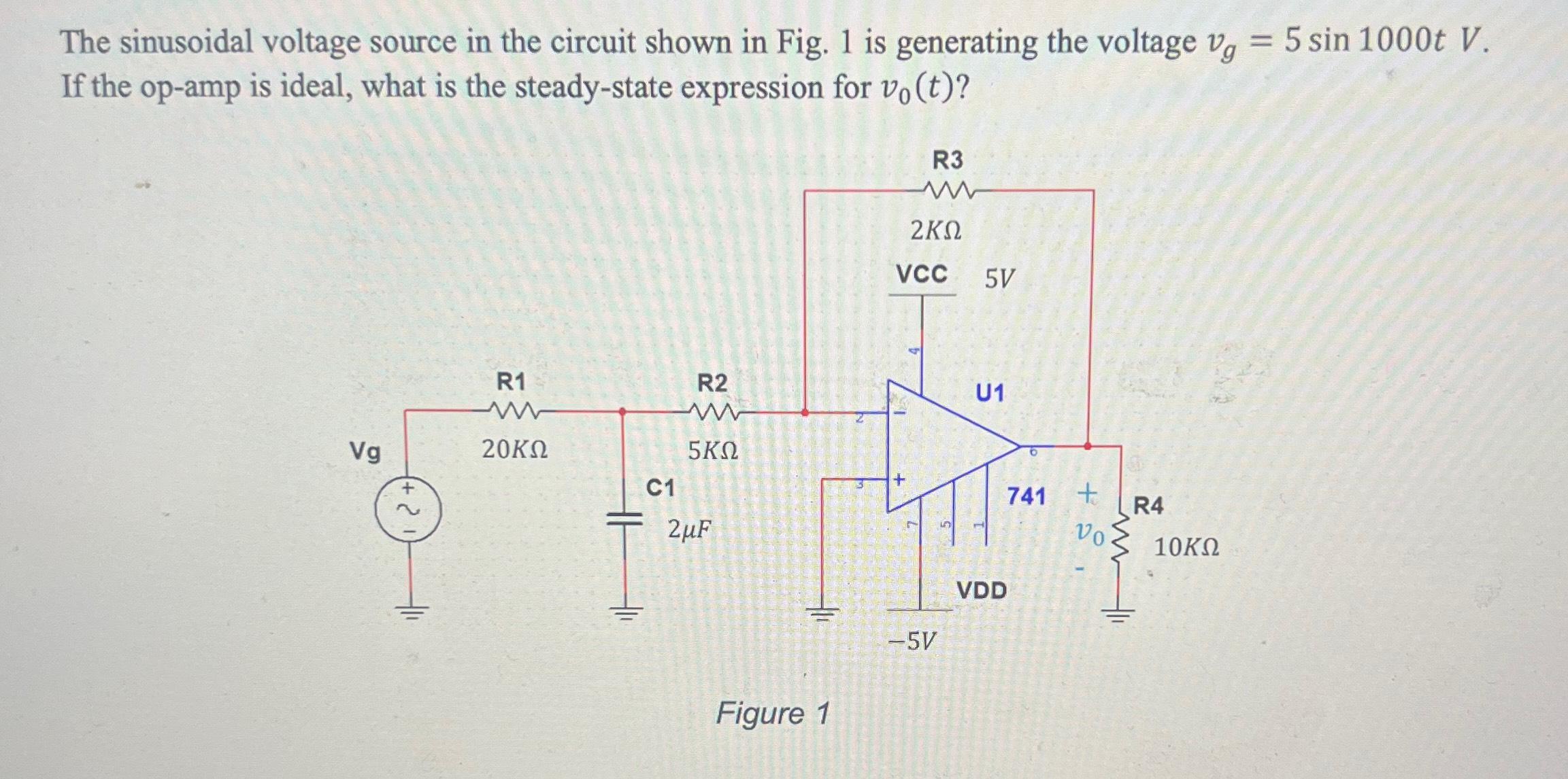 Solved The sinusoidal voltage source in the circuit shown in | Chegg.com