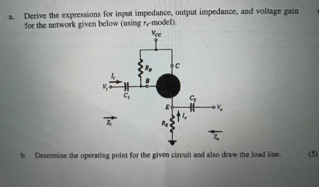 Solved a. ﻿Derive the expressions for input impedance, | Chegg.com