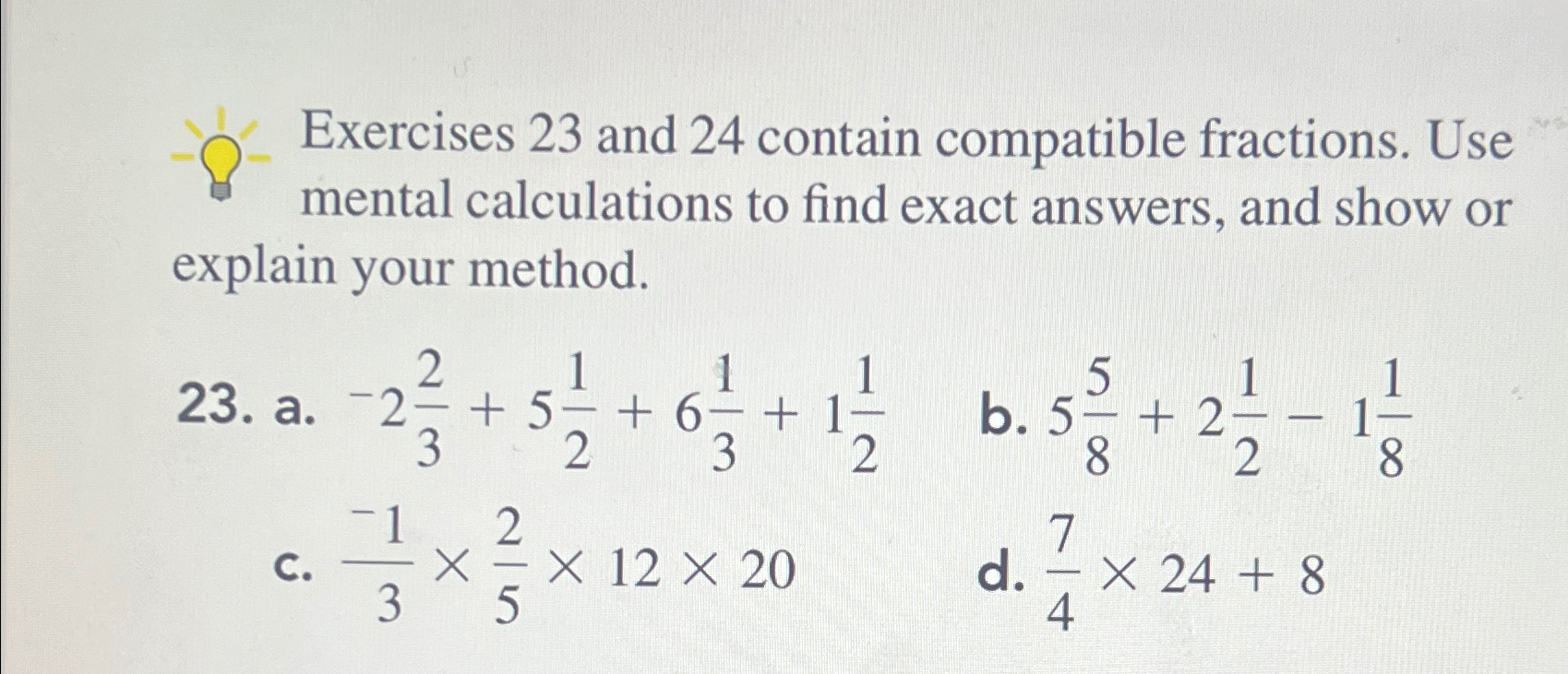 Solved Exercises 23 ﻿and 24 ﻿contain compatible fractions. | Chegg.com