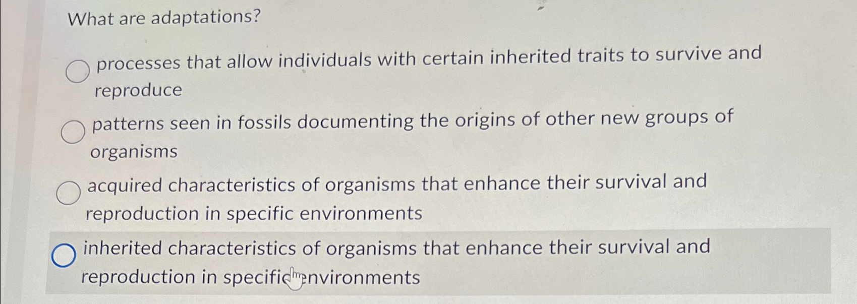 Solved What are adaptations?processes that allow individuals | Chegg.com