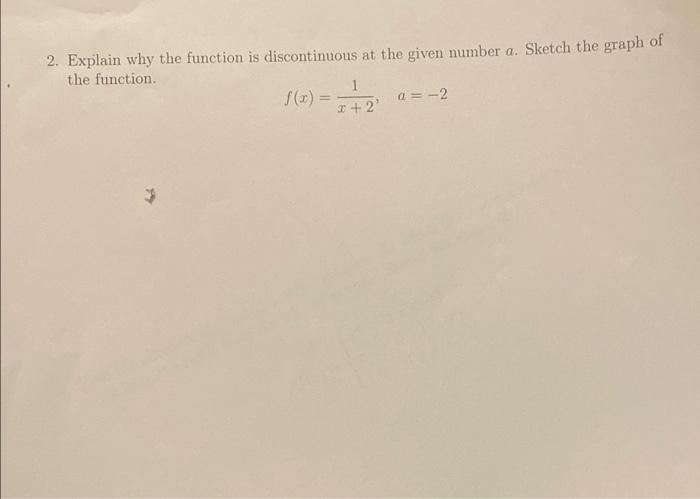 Solved 2. Explain why the function is discontinuous at the | Chegg.com
