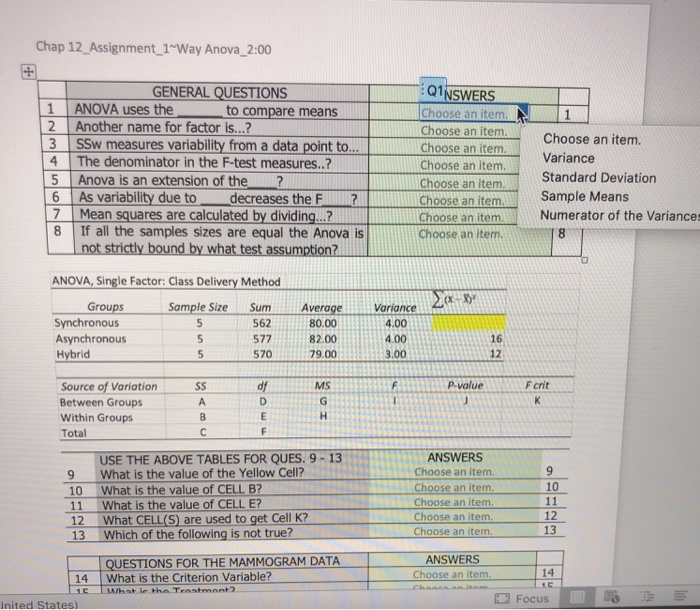 Solved Chap 12_Assignment_1"Way Anova_2:00 2 3 SS GENERAL | Chegg.com