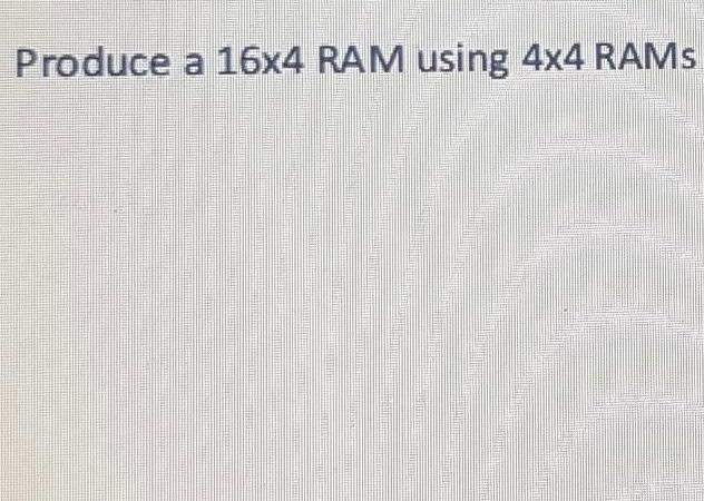 Solved Produce a 16x4 RAM using 4x4 RAMs | Chegg.com