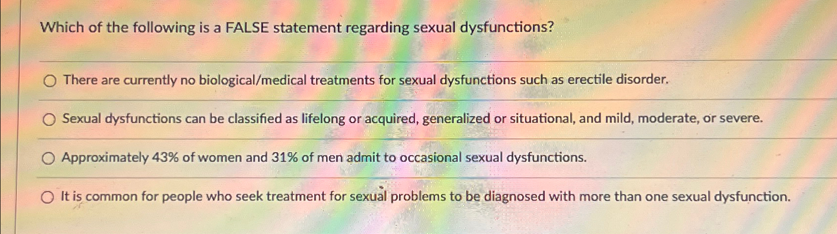 Solved Which of the following is a FALSE statement regarding | Chegg.com