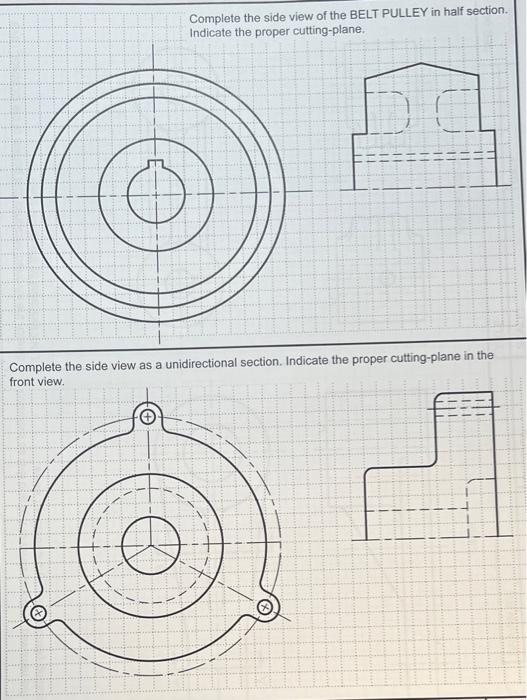 Solved Complete the side view of the BELT PULLEY in half | Chegg.com
