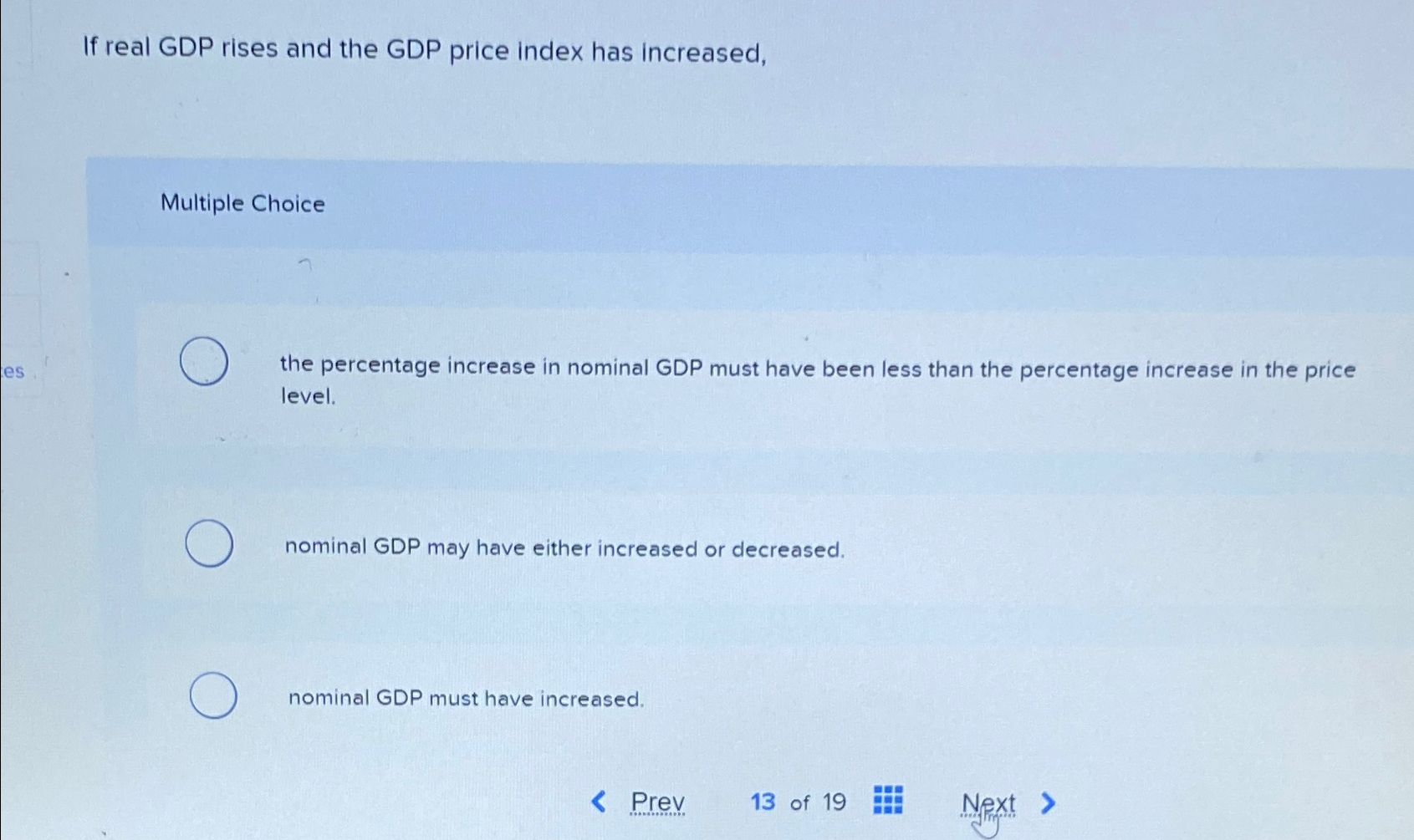 Solved If real GDP rises and the GDP price index has | Chegg.com