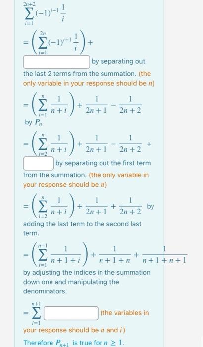 Solved The Sum Equals the Sum Use mathematical induction to | Chegg.com