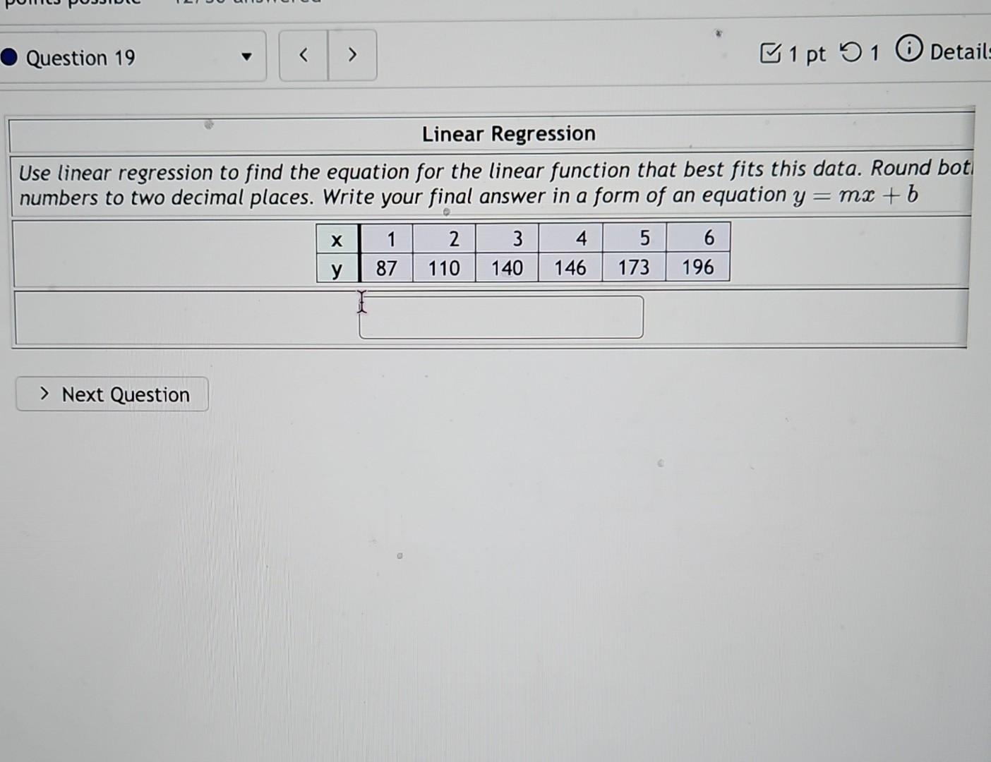 Solved Use linear regression to find the equation for the | Chegg.com
