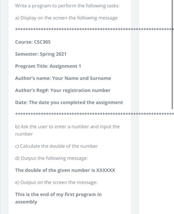 Solved Write a program to perform the following tasks: a) | Chegg.com