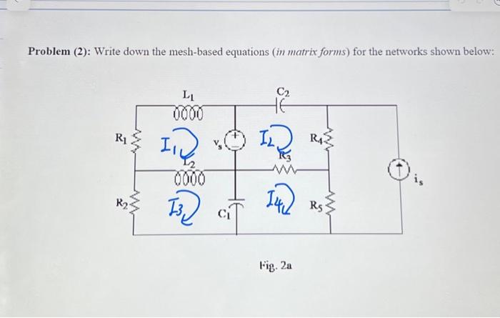 Solved Problem (2): Write down the mesh-based equations (in | Chegg.com