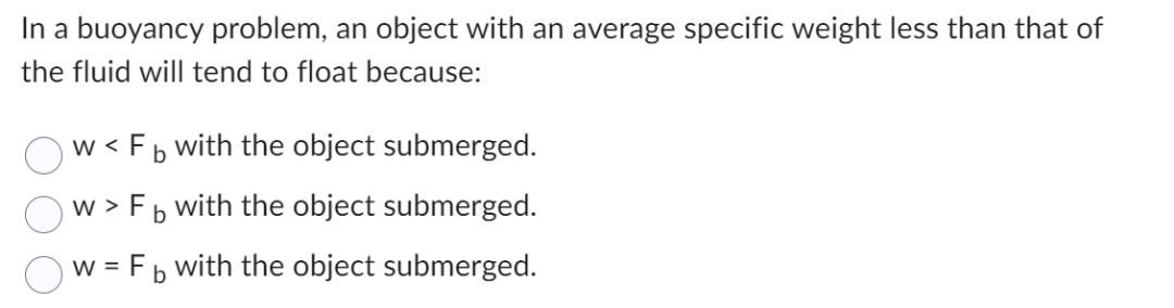 Solved In a buoyancy problem, an object with an average | Chegg.com