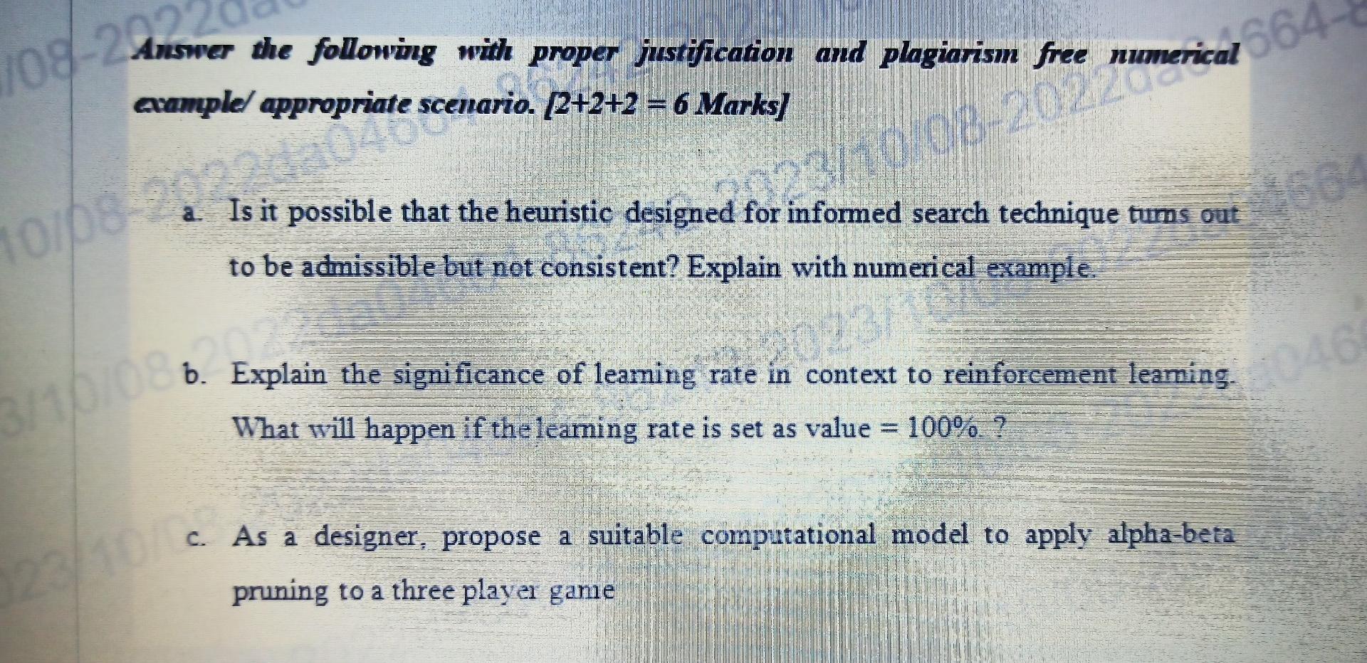 Solved Answer the following with proper justification and | Chegg.com