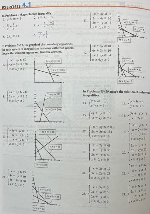 Solved In Problems 1-6, graph each inequality. 1. y≤2x−1 2. | Chegg.com