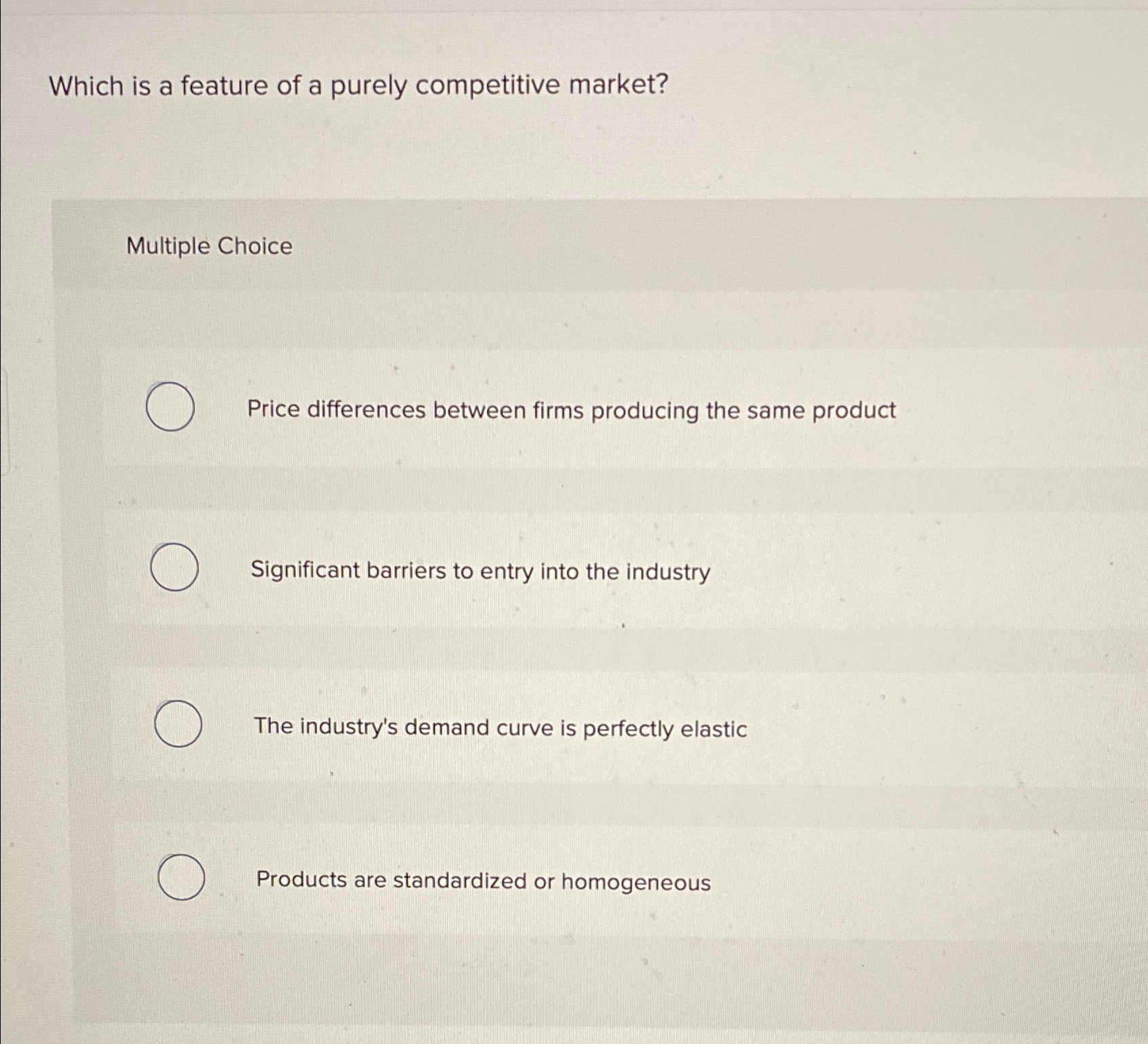 Solved Which is a feature of a purely competitive | Chegg.com