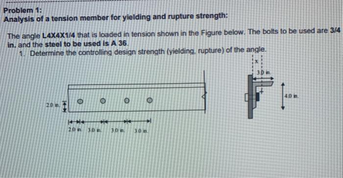 Solved Problem 1: Analysis of a tension member for yielding | Chegg.com