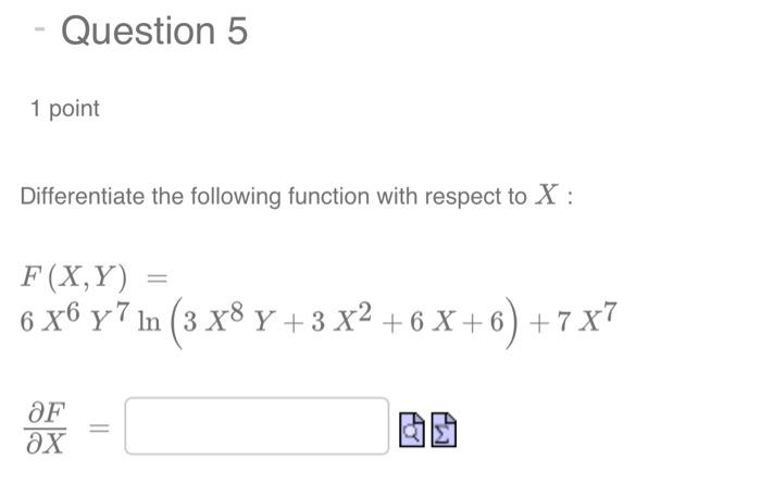 Solved 1 point Differentiate the following function with | Chegg.com