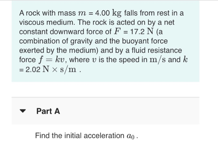 Solved A rock with mass m = 4.00 kg falls from rest in a | Chegg.com