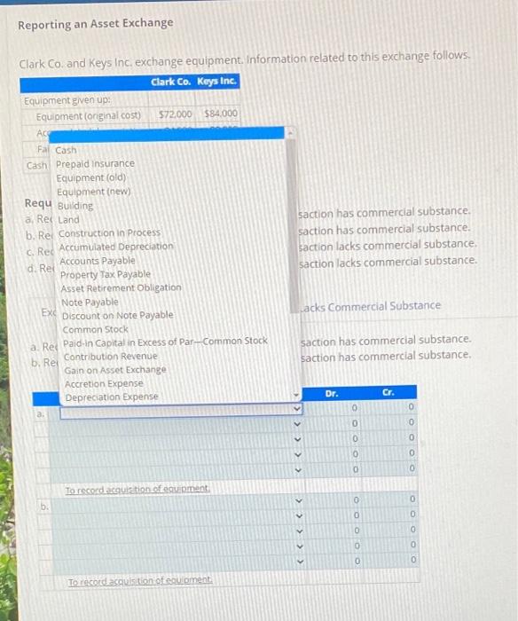 Solved help me solve for reporting an asset exchange. i | Chegg.com