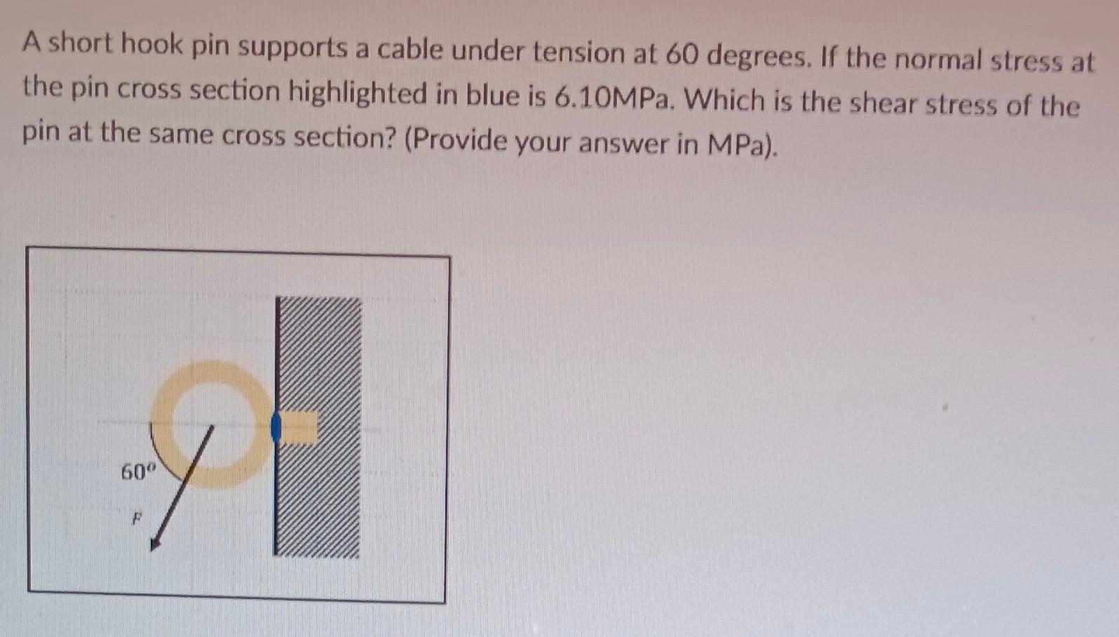Solved A short hook pin supports a cable under tension at 60 | Chegg.com