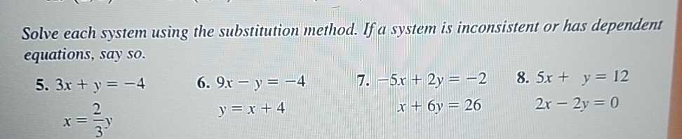 Solved Solve each system using the substitution method. If a | Chegg.com