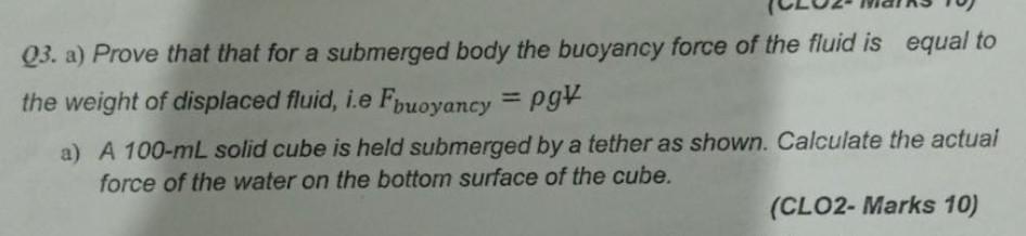 Solved Q3. a) Prove that that for a submerged body the | Chegg.com