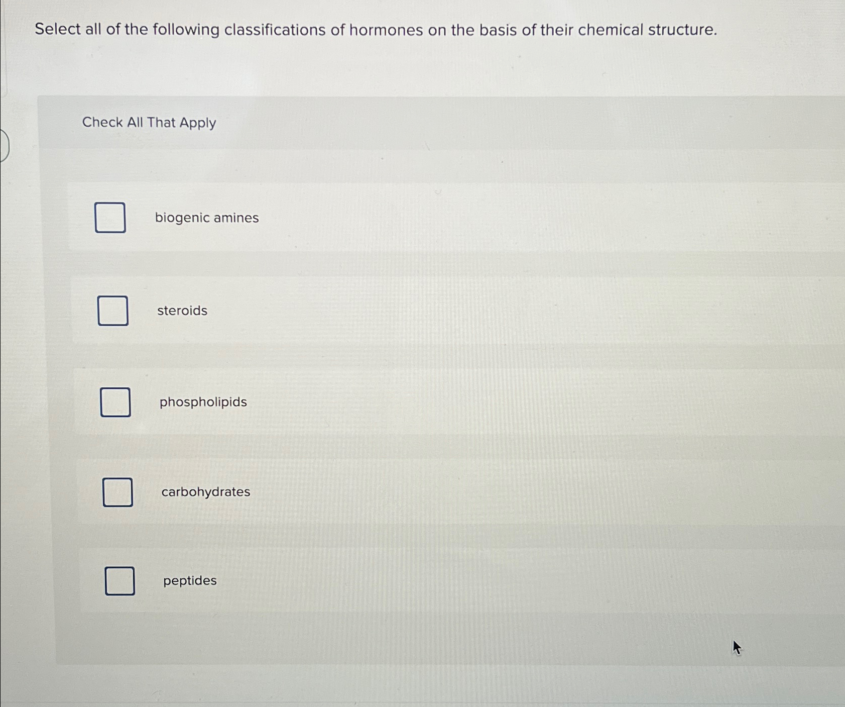 Select all of the following classifications of | Chegg.com