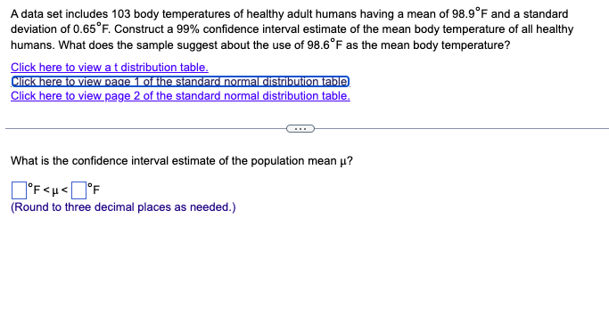 Solved A data set includes 103 ﻿body temperatures of healthy | Chegg.com