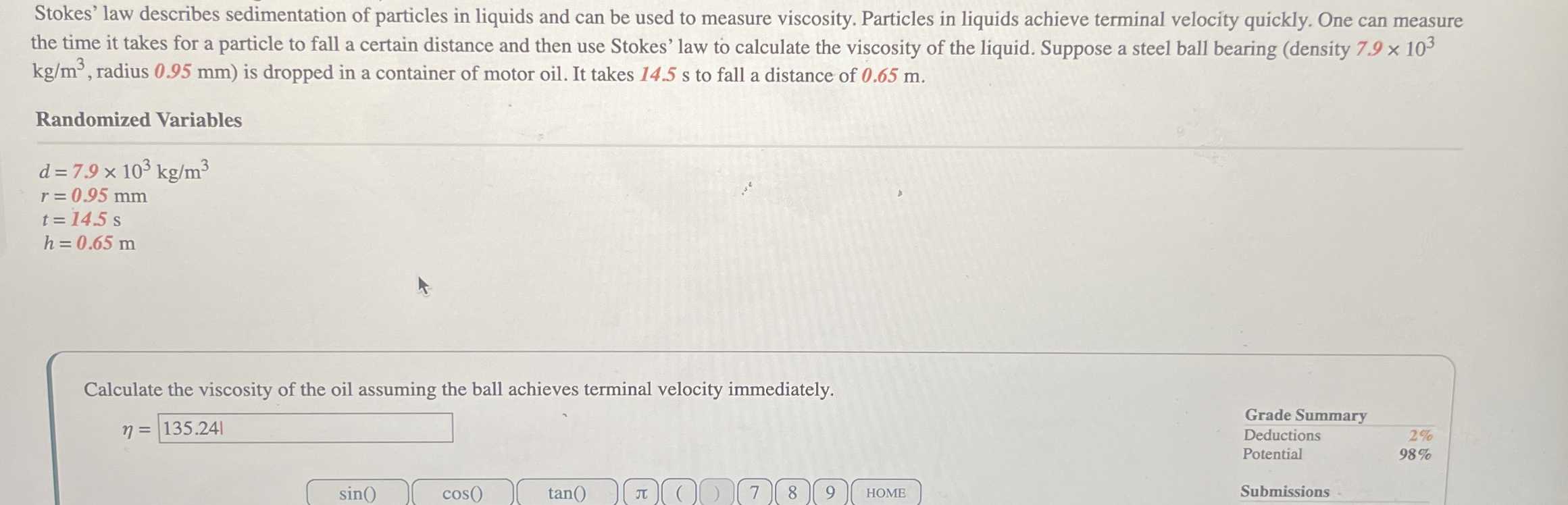Solved Stokes' law describes sedimentation of particles in | Chegg.com