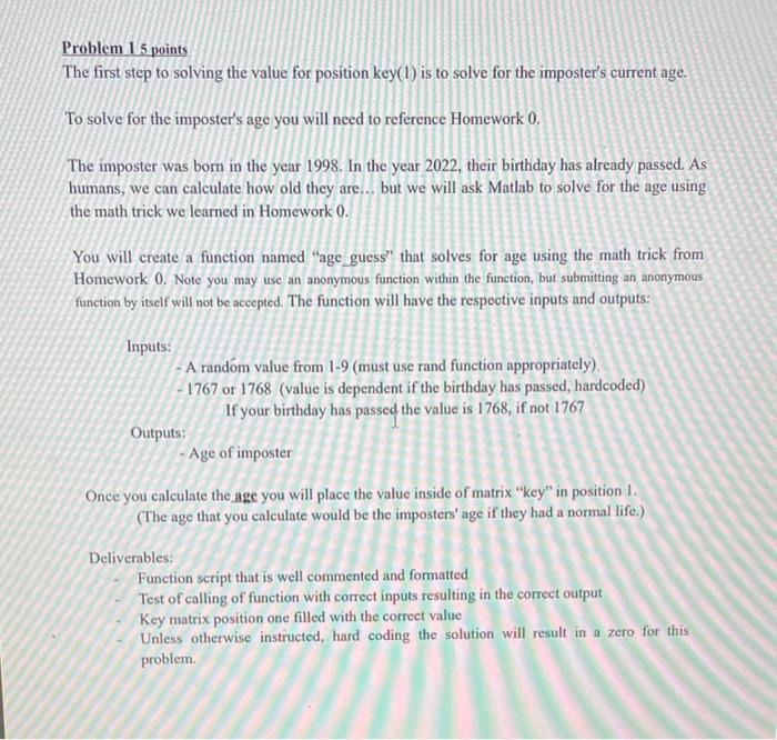 Solved Problem 15 points The first step to solving the value | Chegg.com