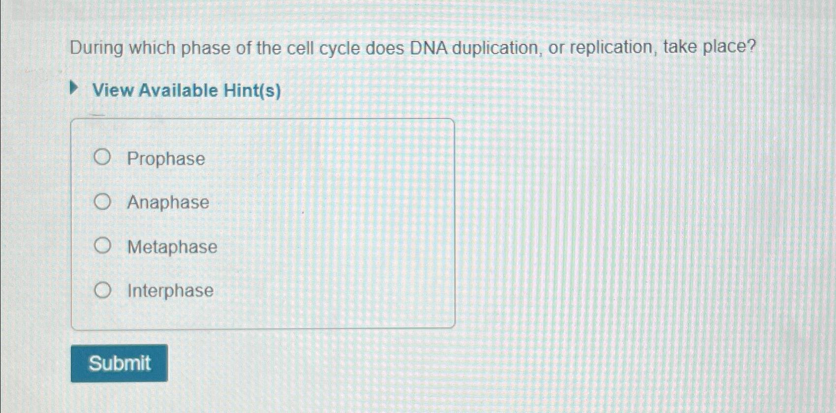 Solved During which phase of the cell cycle does DNA | Chegg.com