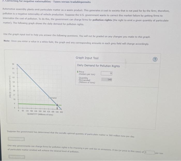 Solved 7. Correcting for negative externalities - Taxes | Chegg.com