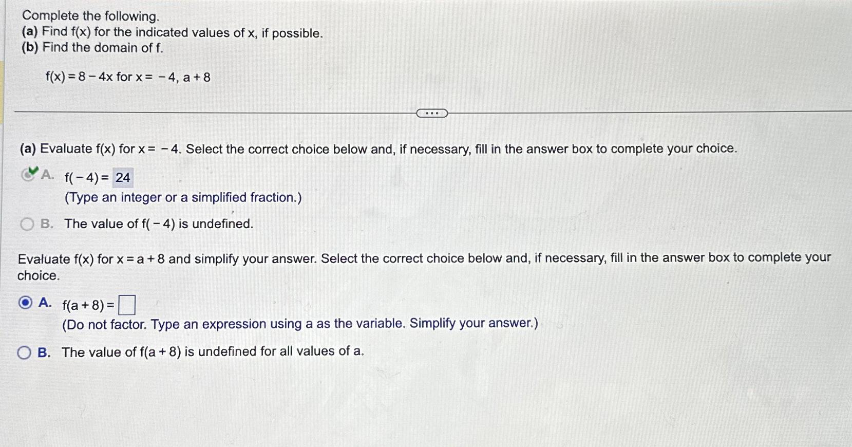 Solved Complete the following.(a) ﻿Find f(x) ﻿for the | Chegg.com