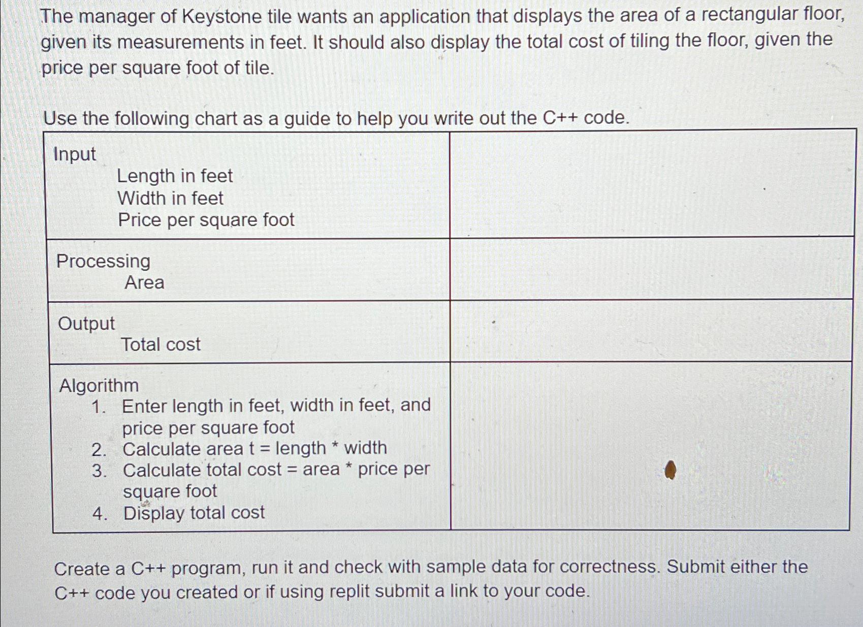 Solved The manager of Keystone tile wants an application | Chegg.com