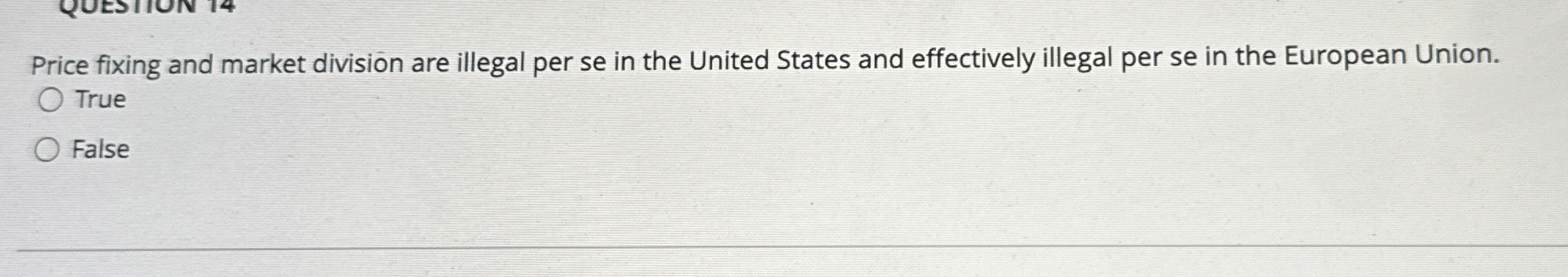 Solved Price fixing and market division are illegal per se | Chegg.com