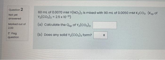 Solved Question 2 Marked out of (a) Calculate the Qsp of | Chegg.com