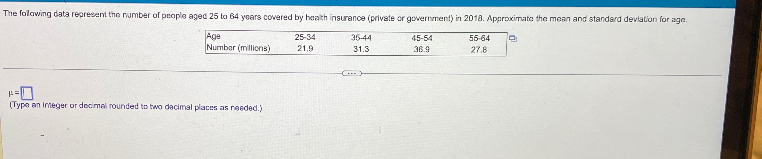 Solved The following data represents the number of people | Chegg.com