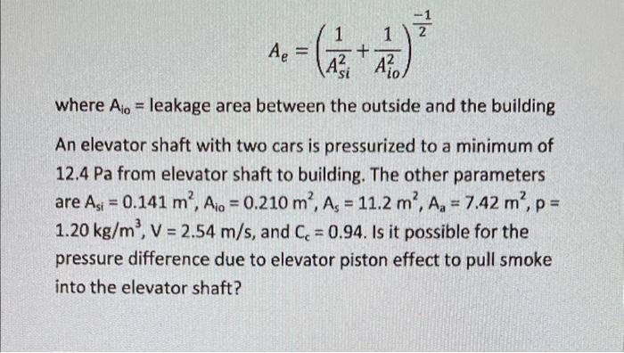 Solved The pressure produced when an elevator car moves in a | Chegg.com