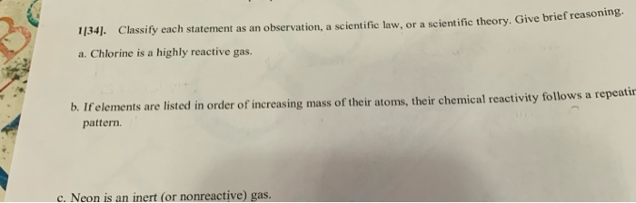 Solved 1/34). Classify each statement as an observation, a | Chegg.com