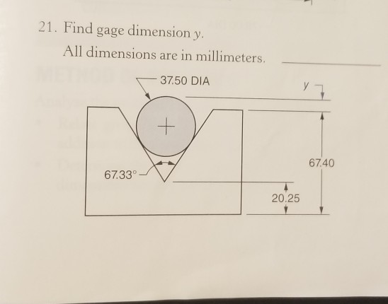 Solved 21. Find gage dimension y. All dimensions are in | Chegg.com