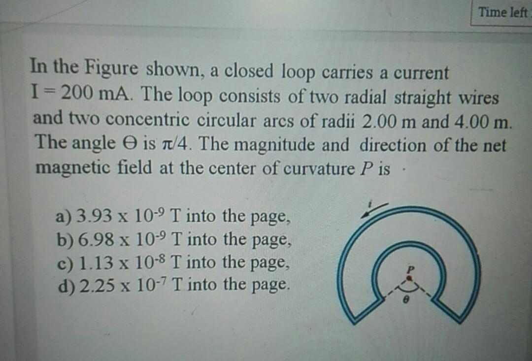 Solved Time left In the Figure shown, a closed loop carries | Chegg.com