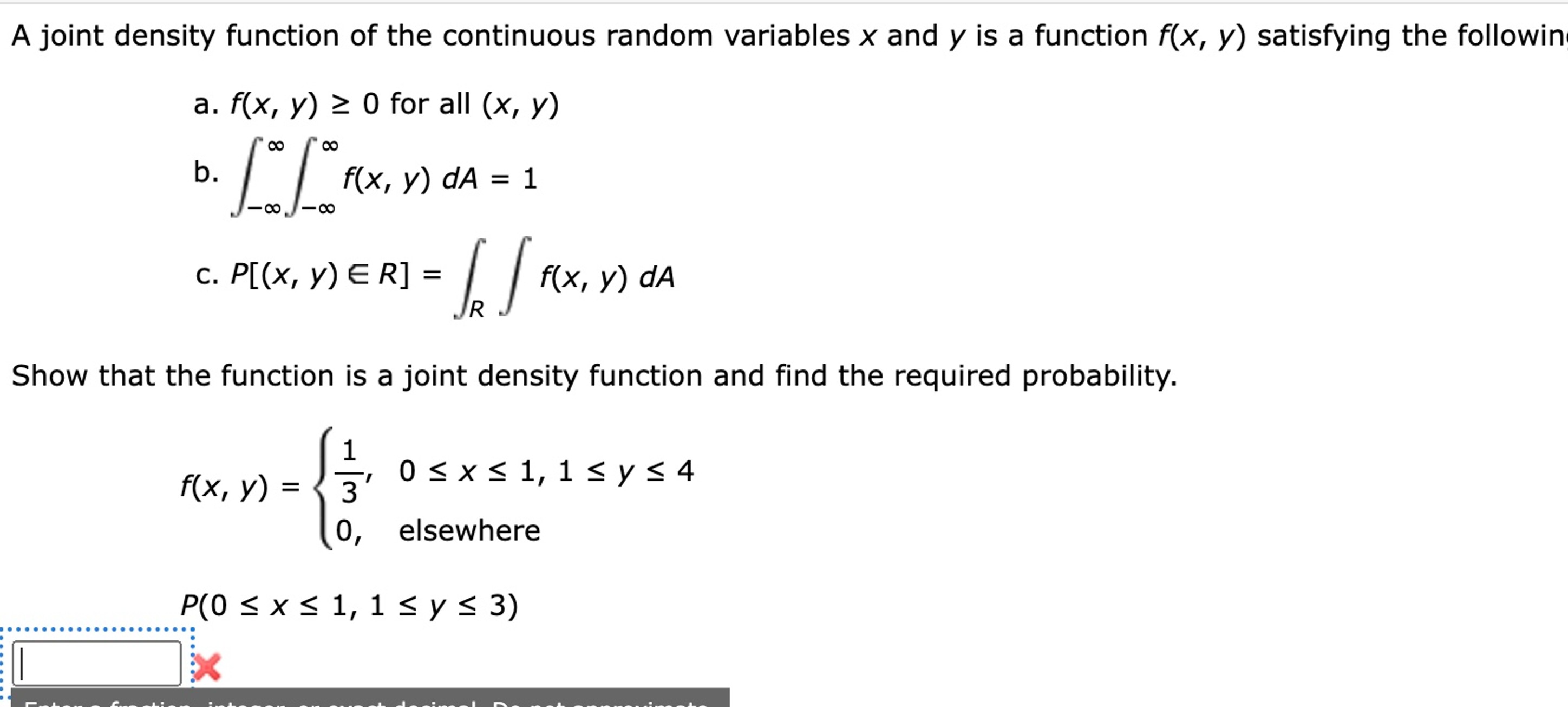 Solved A Joint Density Function Of The Continuous Random 9526