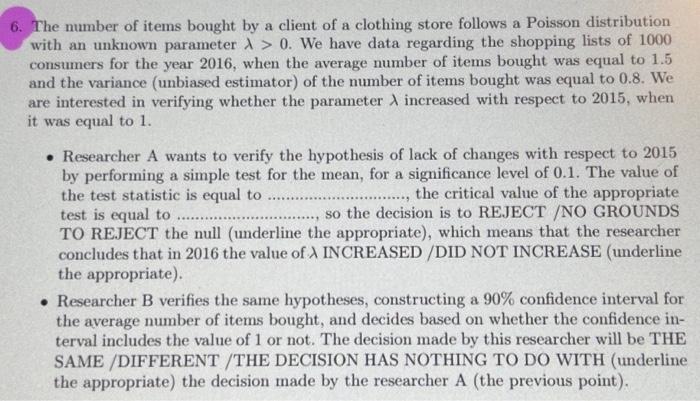 Solved 5. The number of items bought by a client of a | Chegg.com